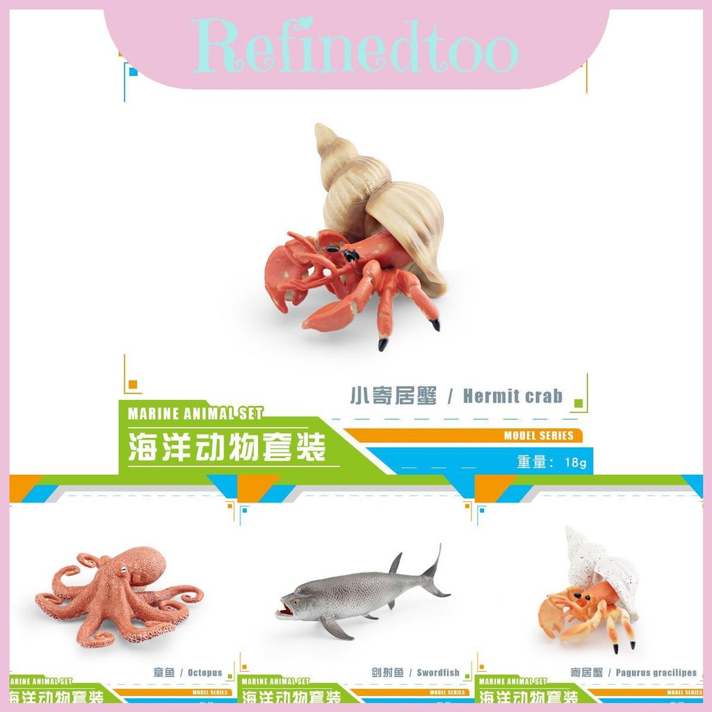 Plastic Octopus Vibrant Figurine Beautiful Swordfish Model And Hermit ...