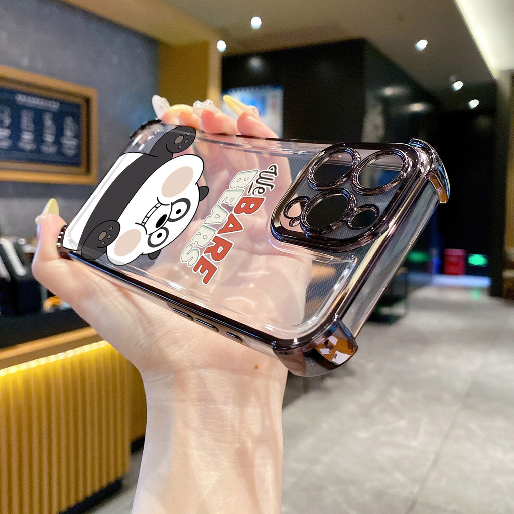 for POCO X6 C65 X5 5G M6 Pro 4G Cute We Bare Bears Clear Plating Case ...