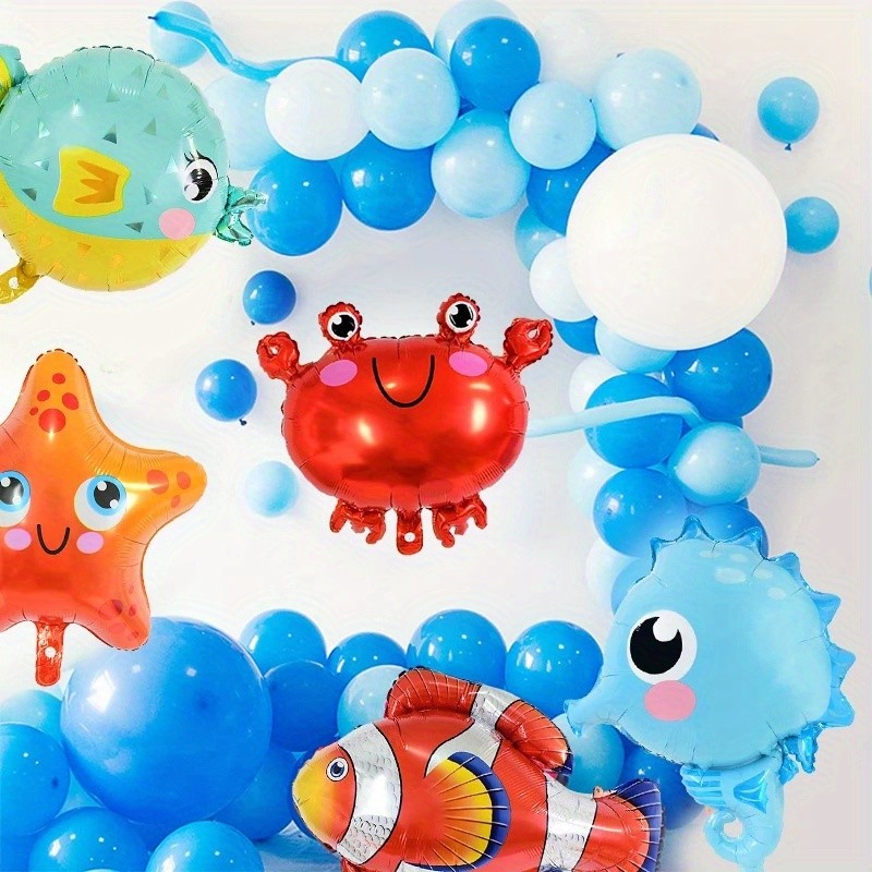 5pcs Sea Animals Balloons Large Fish Balloons Cartoon Sea Creature ...