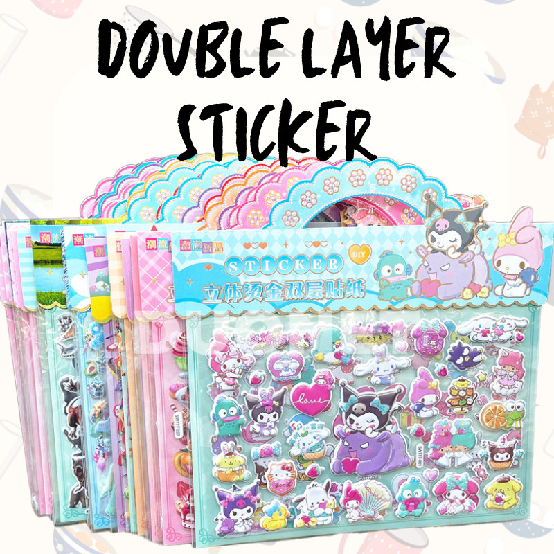 DUONET Double Layer 3D Bubble Cartoon Sticker Capybara Labubu Kuromi ...