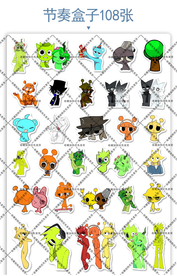 108pcs Sprunki Creative Sticker Game Peripheral Waterproof Sticker ...