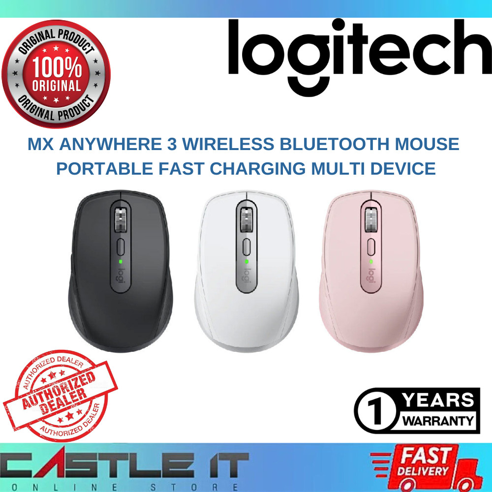Logitech MX Anywhere 3S Wireless Bluetooth Mouse Graphite Portable Fast Charging Multi Device ...