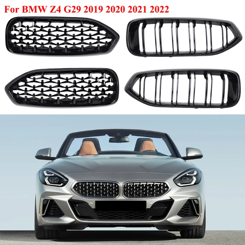 2PCS Car Kidney Hood Radiator Grille Diamond Styling Front Bumper ...