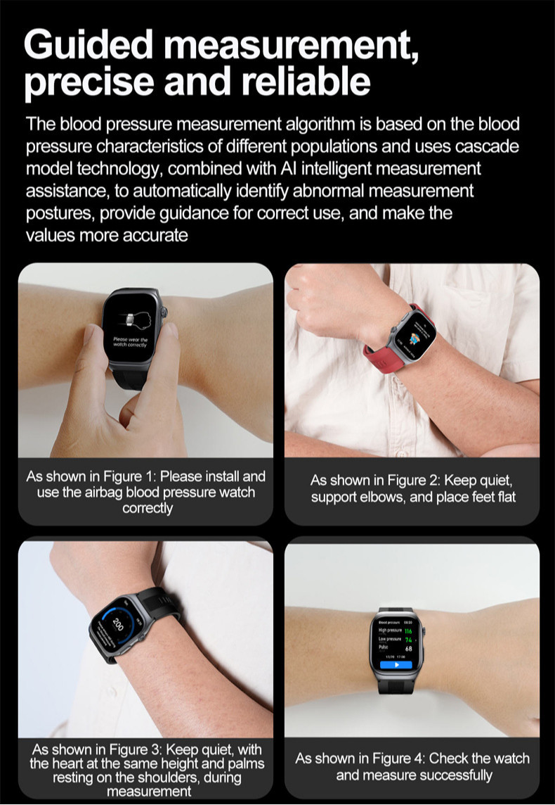 Air pump Airbag Smart Watch Blood Pressure Accurate measurement Clock ...