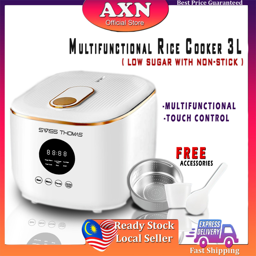 AXN Low Sugar Rice Cooker 3L Large Capacity 24 Hours Keep Warm Smart 6 ...