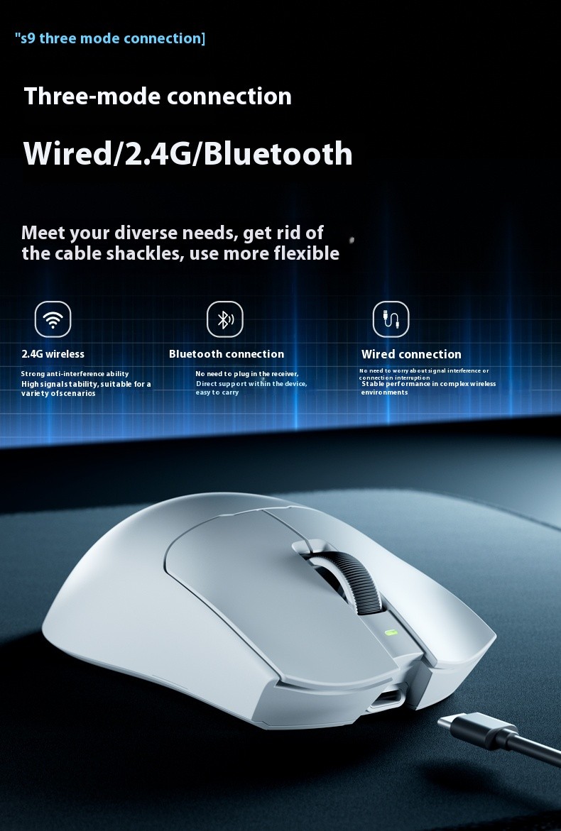 EWEADN S9 Pro/Ultra Wireless Gaming Mouse, Tri-Mode Lightweight Pro ...