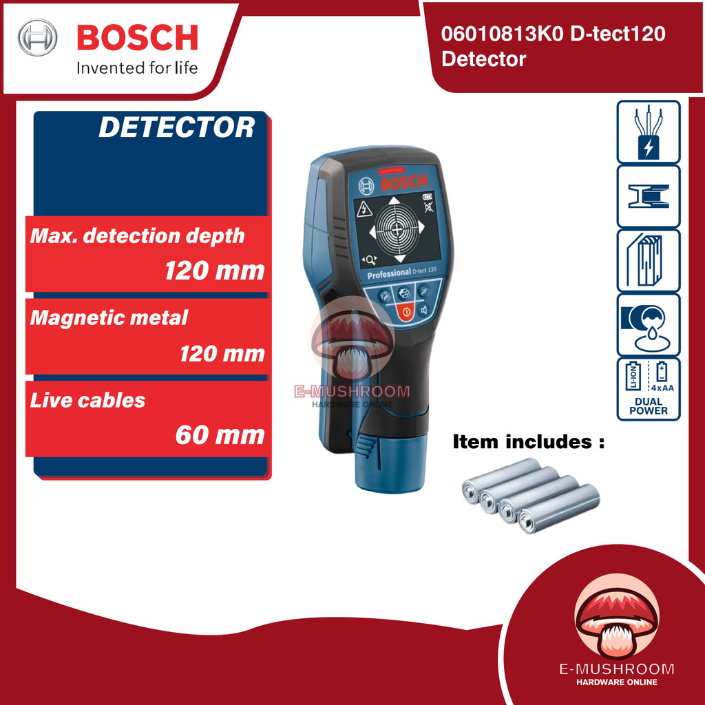 Bosch D-tech 120 Metal Detector Professional Wall Scanner 06010813K0 ...