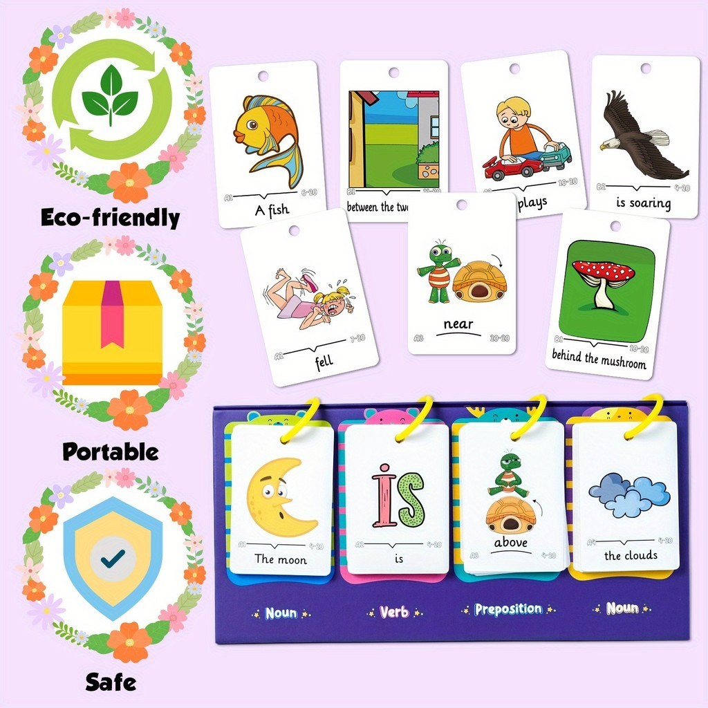 80Pcs Vocabulary Sentence Building Flashcards Double Side English Words ...