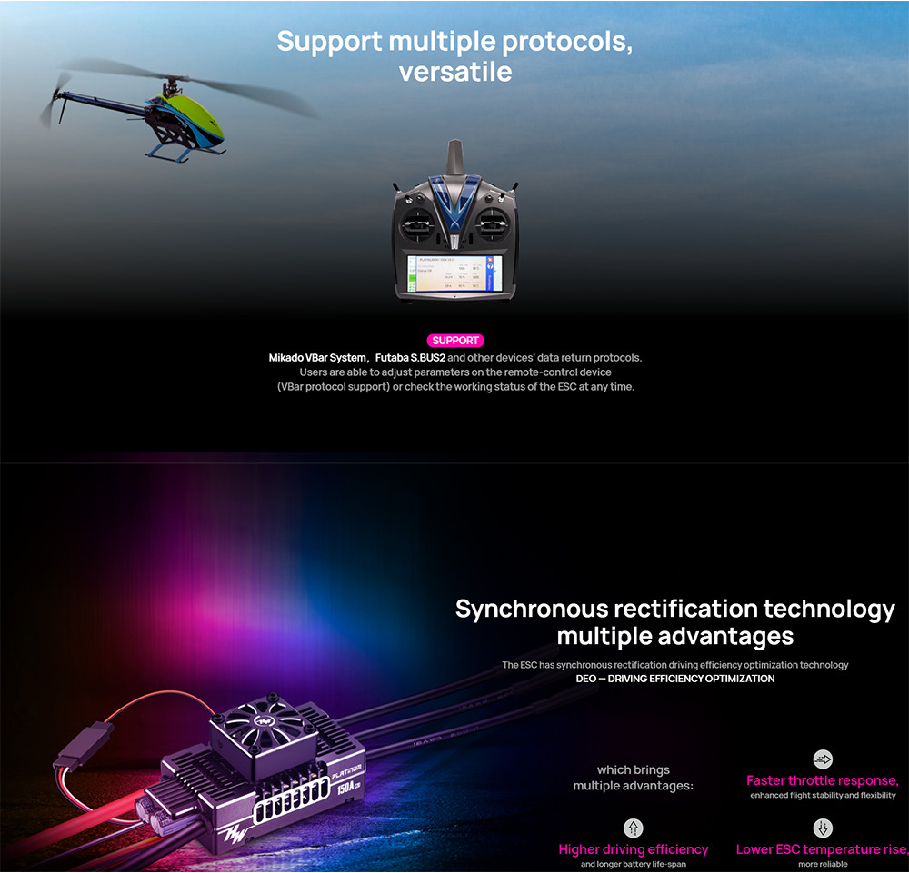 HOBBYWING Platinum 150A V5.1 3-8S LiPo Brushless ESC for RC Remote ...