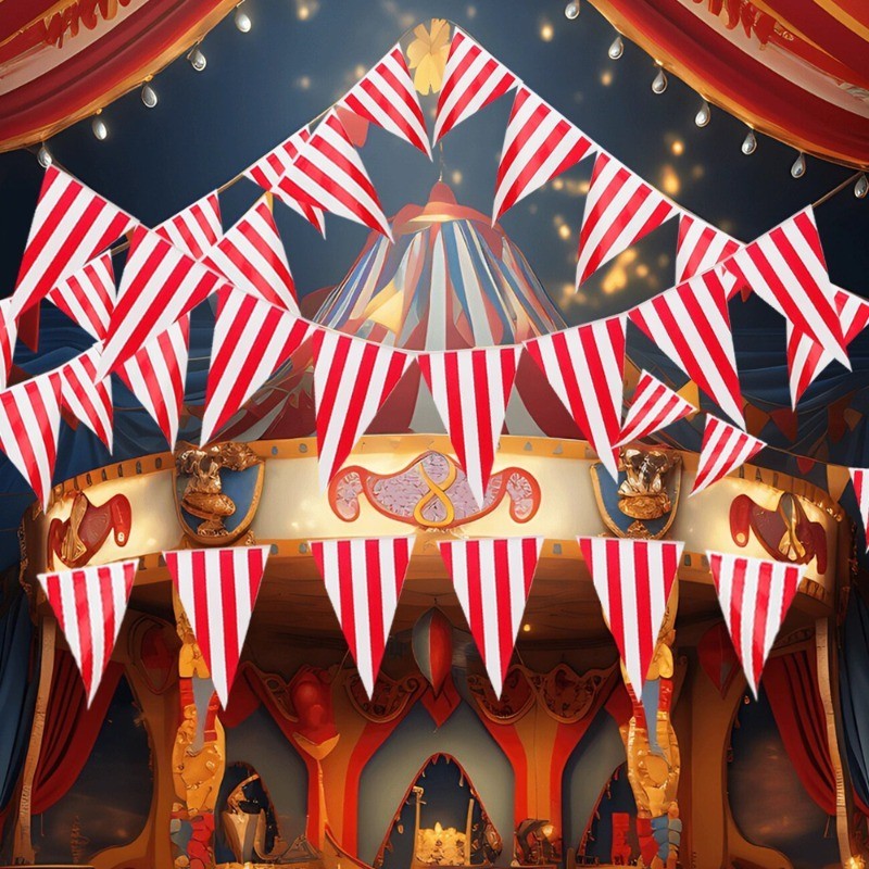 10M Carnival Theme Party Flag - Circus Pennant Banner - Red White ...