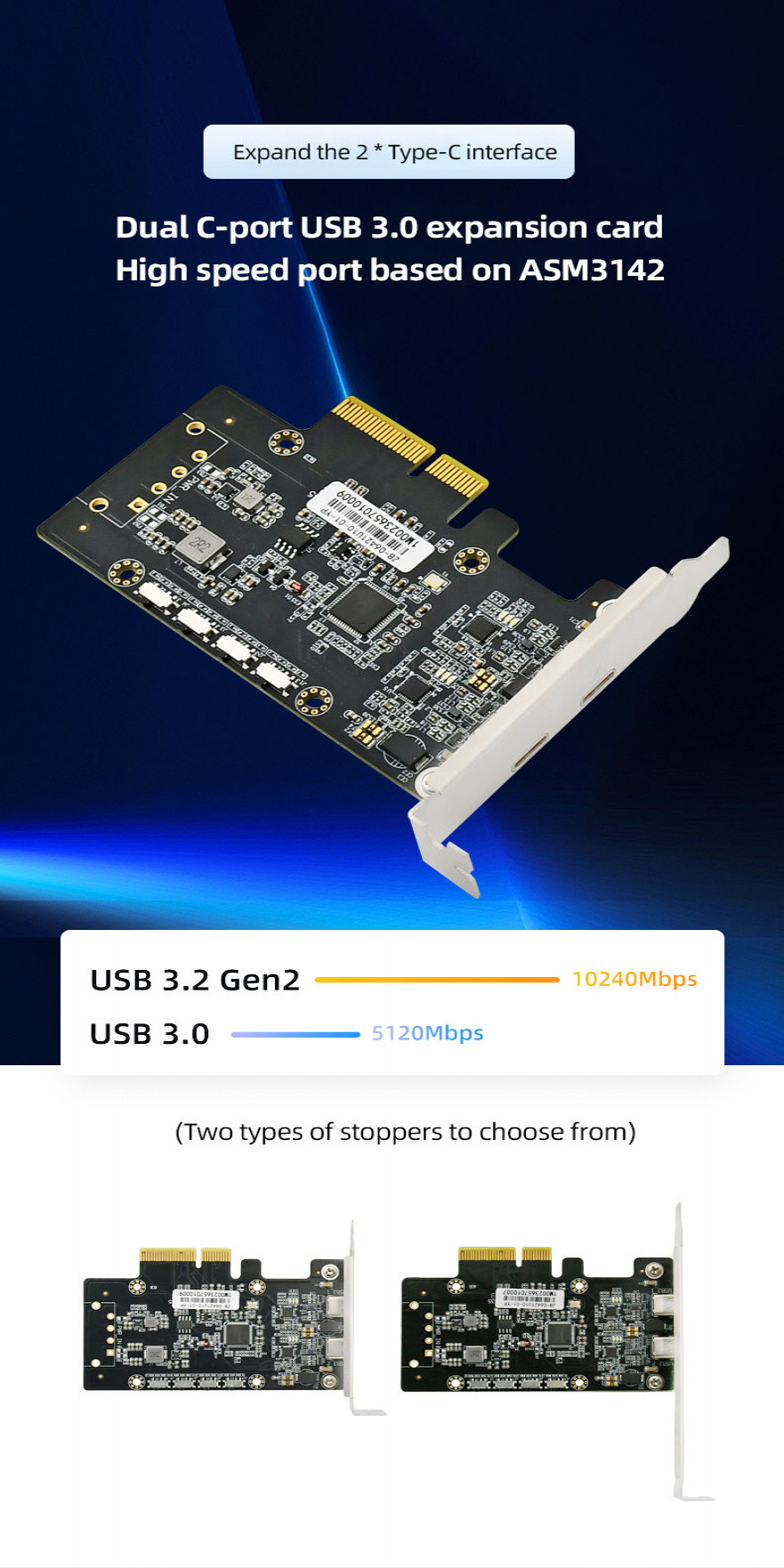 EFT-421U PCI-Express To 2 Port USB 3.0 Expansion Card 10Gbps Adaptor ...