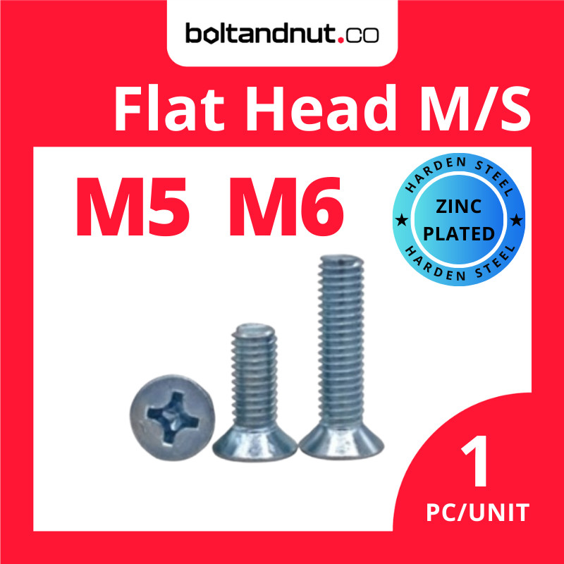 M5 M6 CSK Phillips Flat Head Screw JIS | Zinc Plating | Countersunk ...