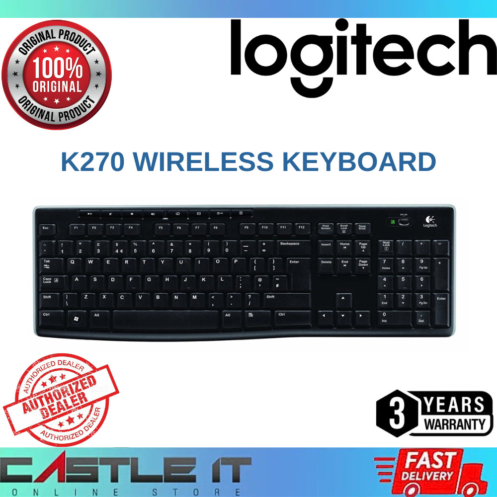 Logitech K270 Wireless Keyboard Unifying Receiver Full Size 2.4GHz Long Battery Life | Shopee ...