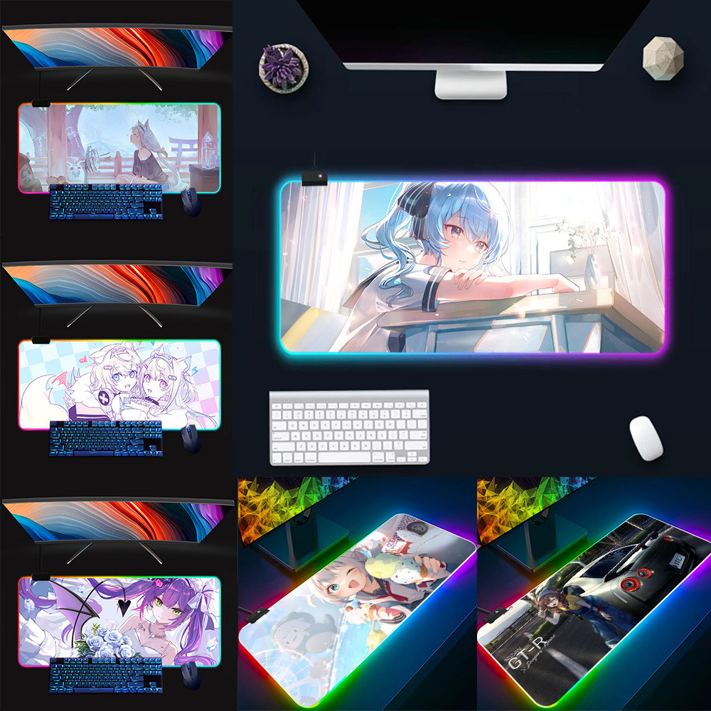 hololive RGB Pc Gamer Keyboard Mouse Pad Mousepad LED Glowing Mouse ...