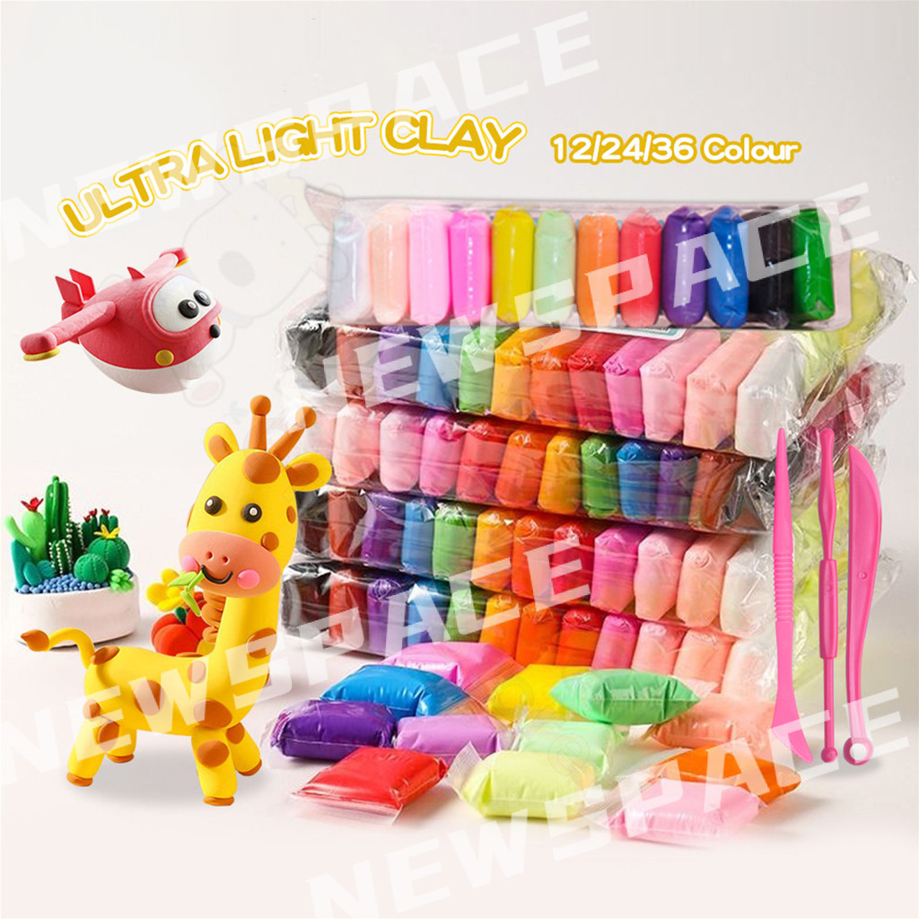 12/24/36 Colors Super Light Clay Set With Tools For Kids Modeling DIY ...