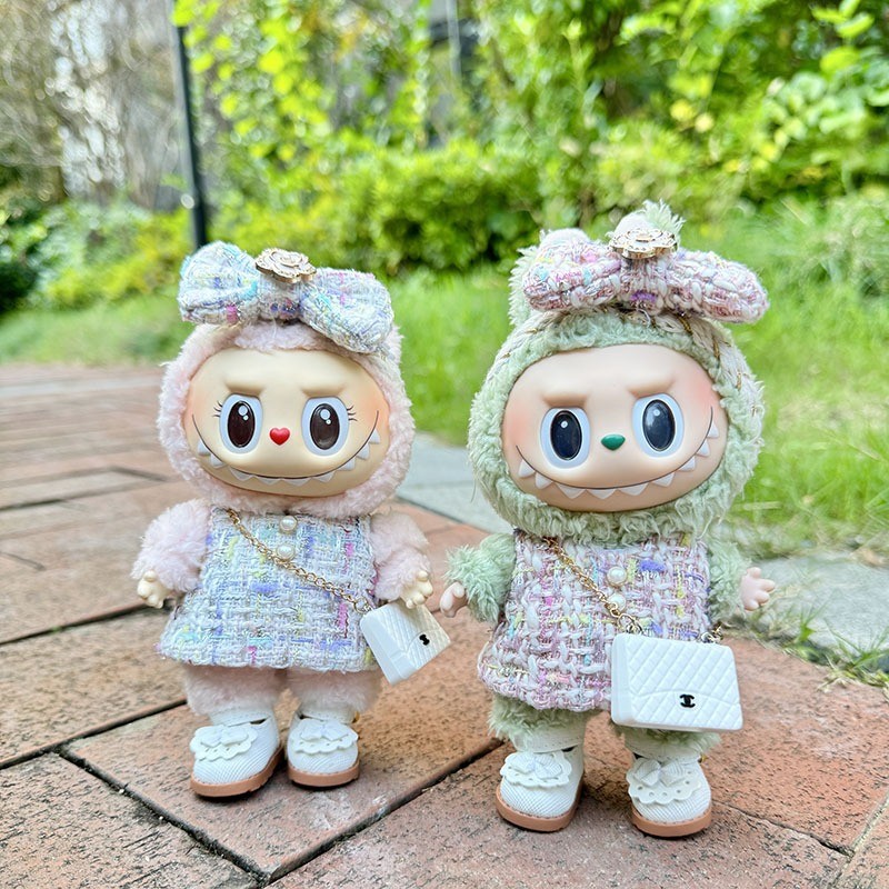 Cute Doll Clothes Outfit Accessories Black Dress Set for 17CM Labubu V2 ...