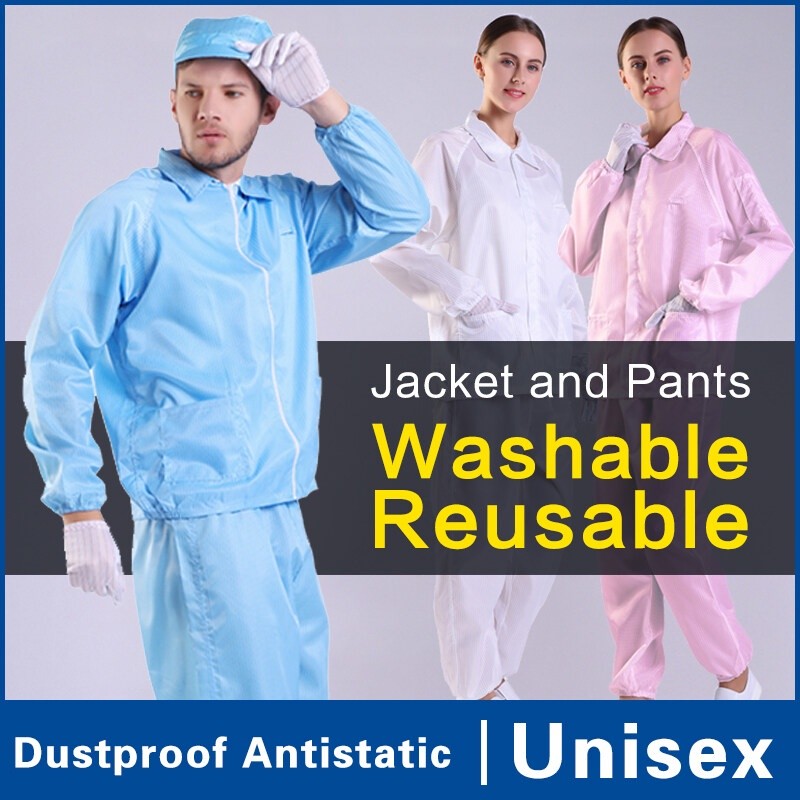 in stock ppe Coverall Washable with Cap Clean room suit 2 in 1 Anti ...
