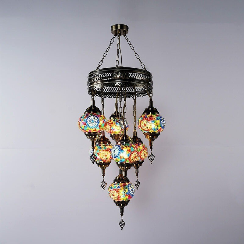 Mediterranean Turkish ceiling light retro handmade glass chandelier ...