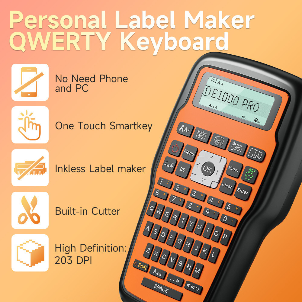 E1000 PRO Portable Printer Label Maker Tze-231 Tape Keyboard Printer ...
