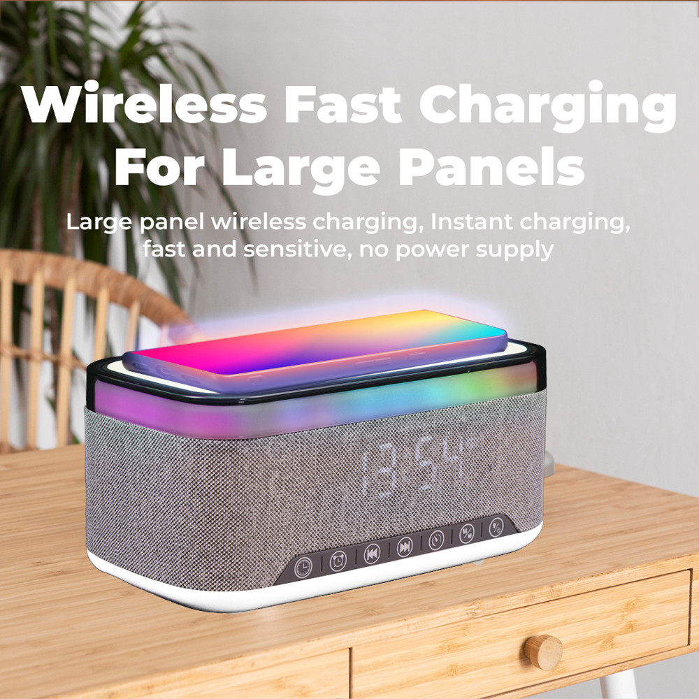 SonicGear Pandora Luma 5 Bluetooth FM Radio Clock Wireless Charging Speaker with Ambient Light ...
