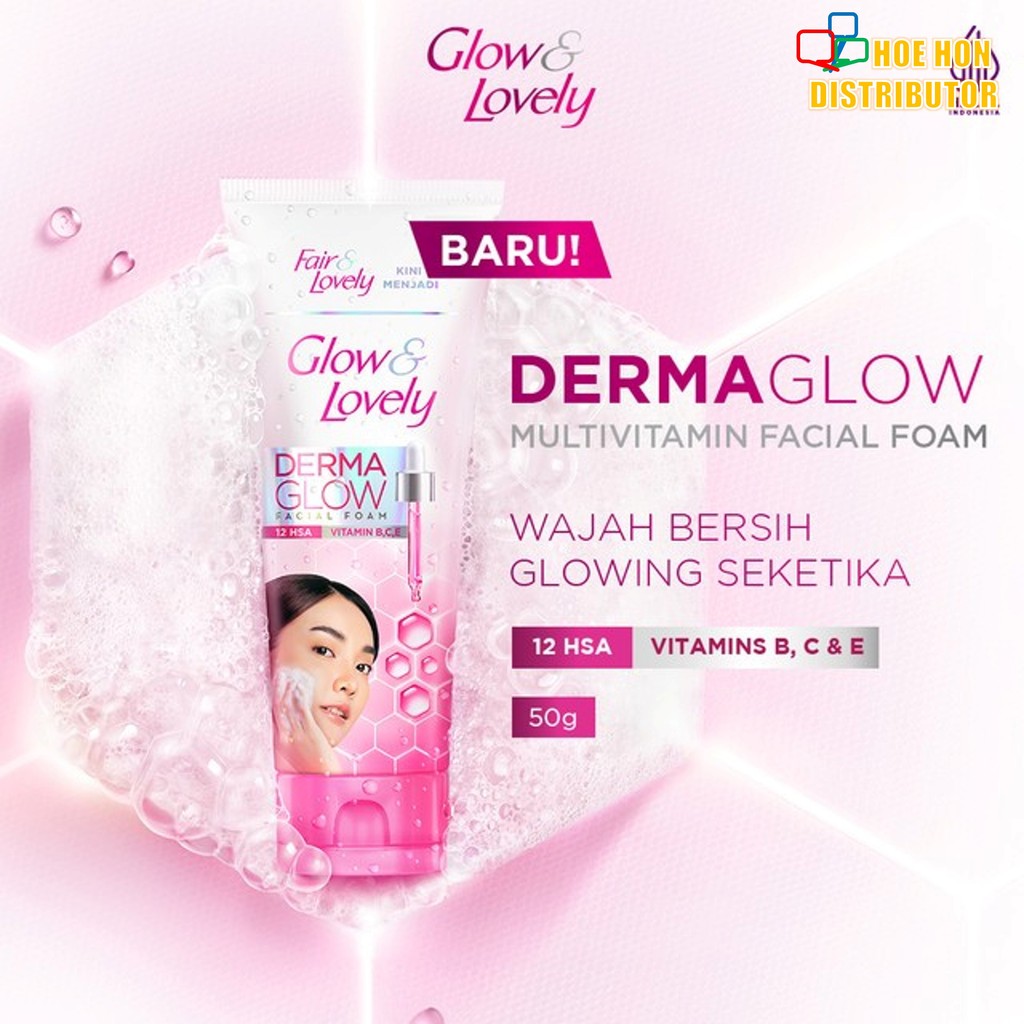 Glow & Lovely Derma Glow Multi Vitamin Face Wash 50ml HALAL Facial Foam ...