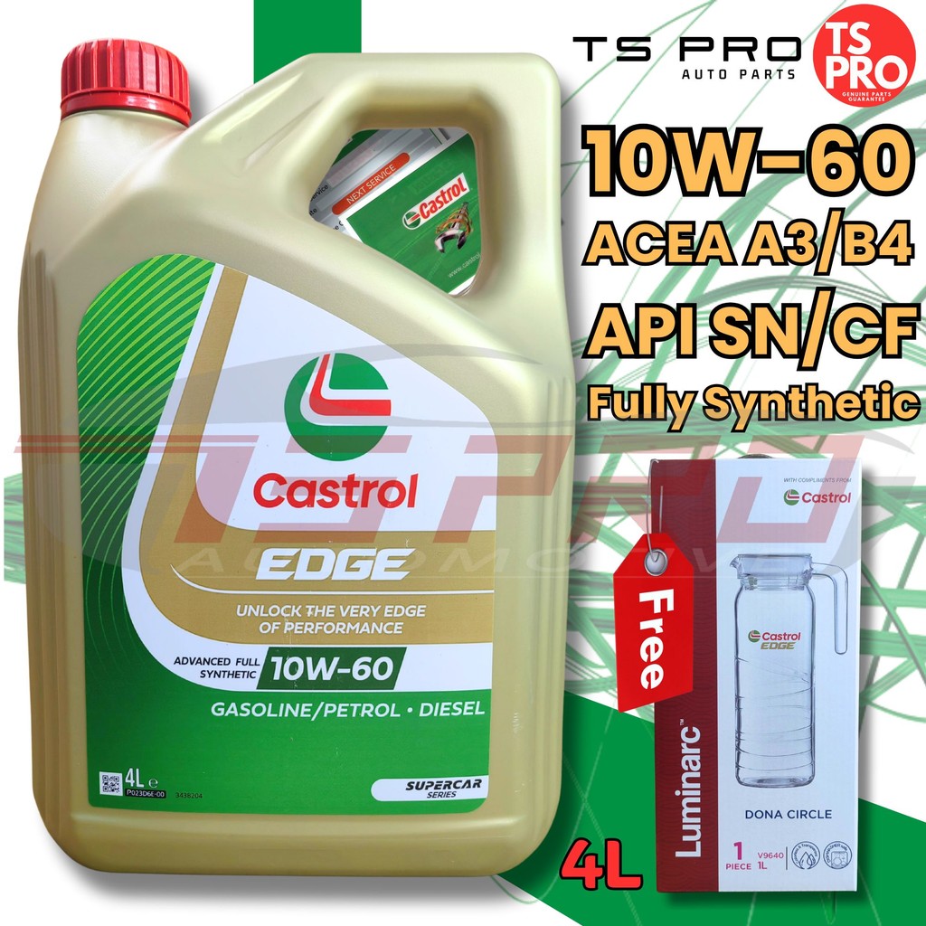 Castrol Edge 10W60 10W-60 ACEA A3/B4, API SN/CF Engine Oil (4L) - Fully Synthetic | Shopee Malaysia