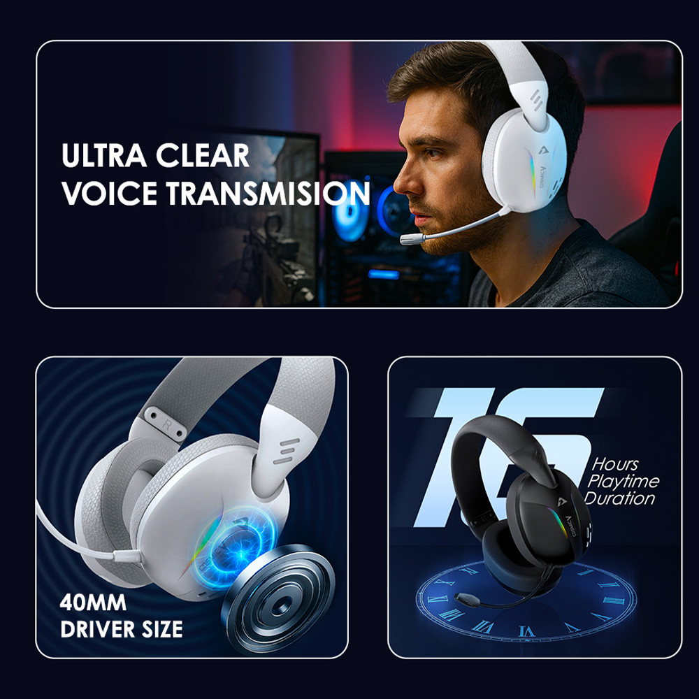 Armaggeddon Cosmic V Bluetooth Wireless 2.4G RGB Gaming Headset With ...