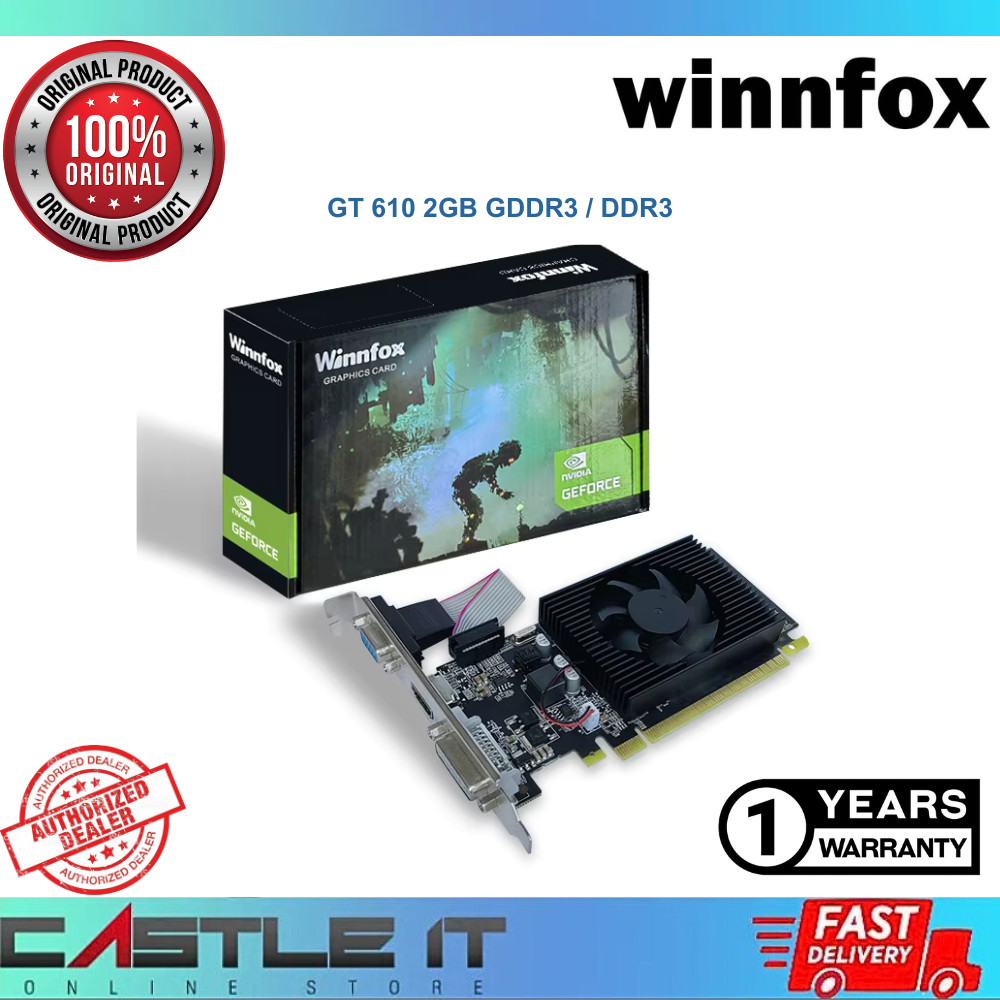 WINNFOX Nvidia GeForce GT 610 2GB GDDR3 / DDR3 Graphic Card GPU 64-bit ...