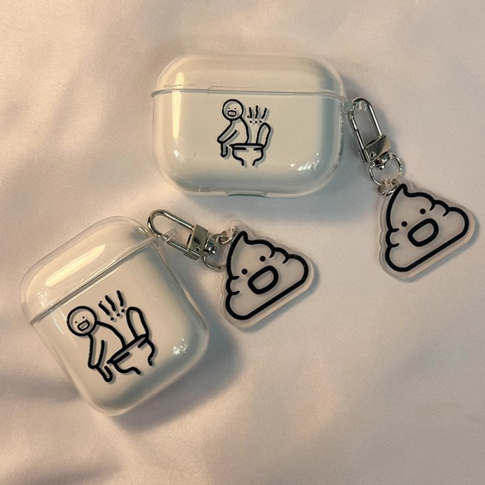 Funny Toilet Poop Pendant Transparent Earphone Cover for Airpods 1 2 3 ...