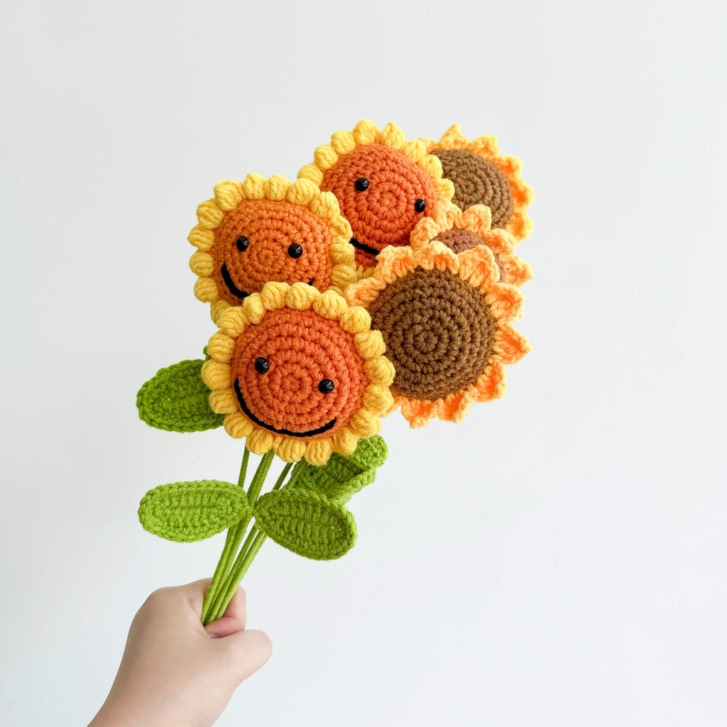 SHIOK Crochet Smiling Face Sunflower | Bunga Matahari Daisy Wajah ...
