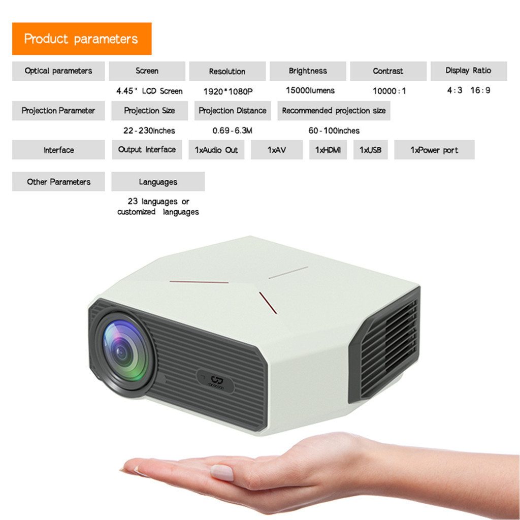 GOOJODOQ 15500LM Full HD 1080p Mini Projector | Shopee Malaysia