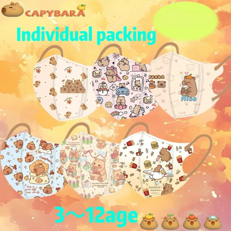 10Pcs/pack Capybara 3D Cartoon Mask Cute Girl Print Mask Disposable ...