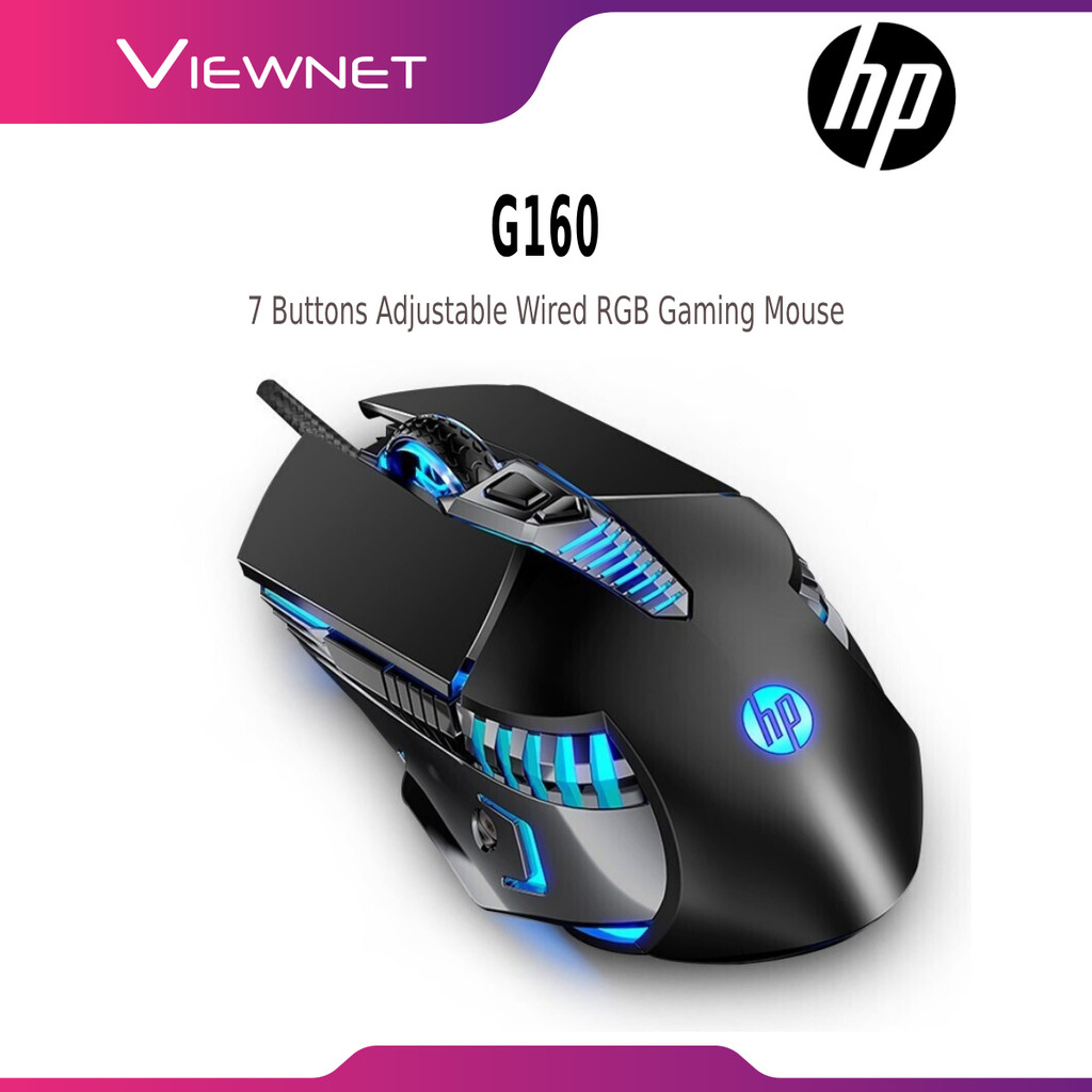 HP G160 800-2400DPI 4 LEVELS 7 BUTTONS ADJUSTABLE WIRED RGB MOUSE ...