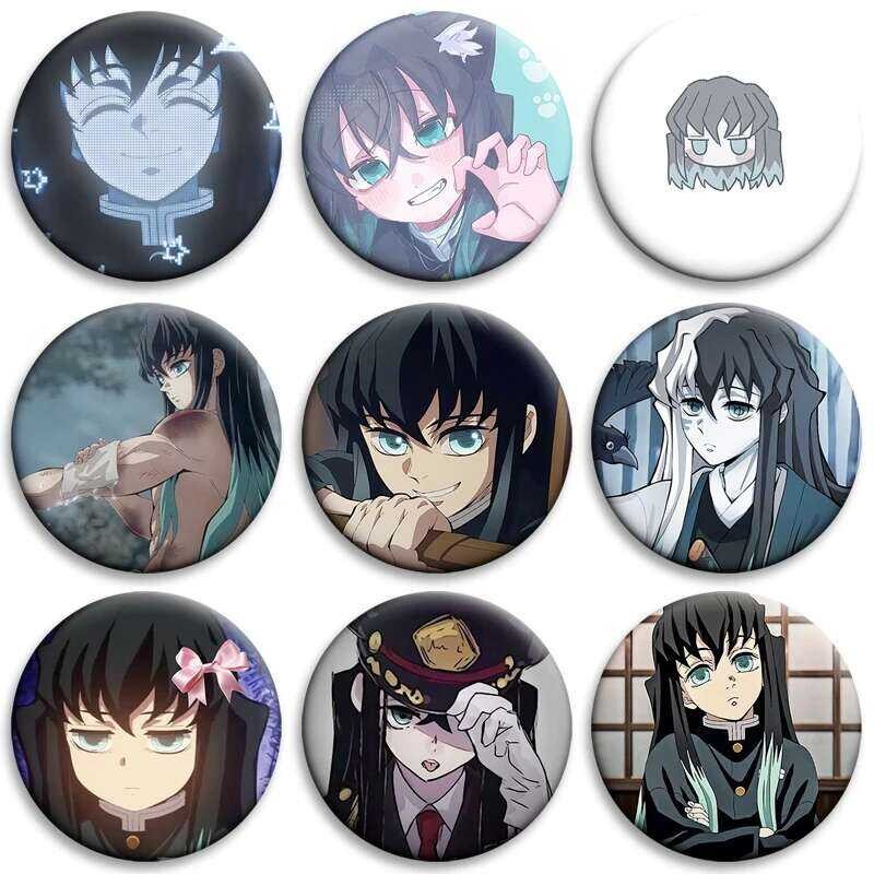 58mm Anime Muichiro Tokito Soft Button Pin Demon Slayer Cartoon Brooch ...