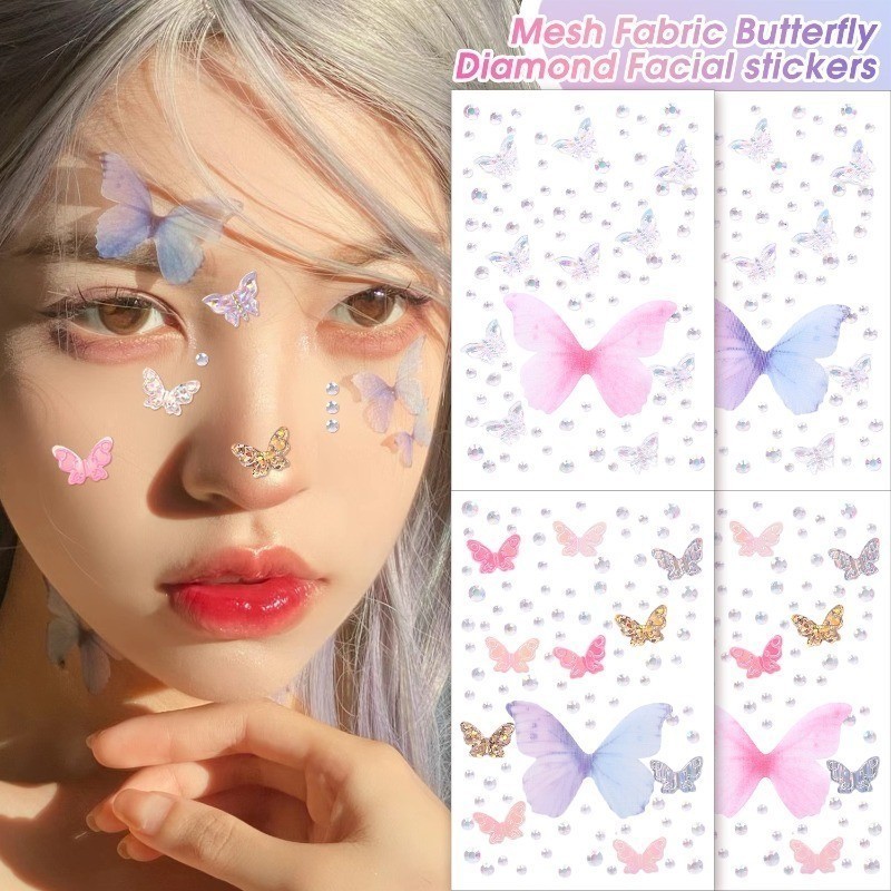 [ Featured ] Colorful Butterfly Face Stickers - Self-adhesive ...