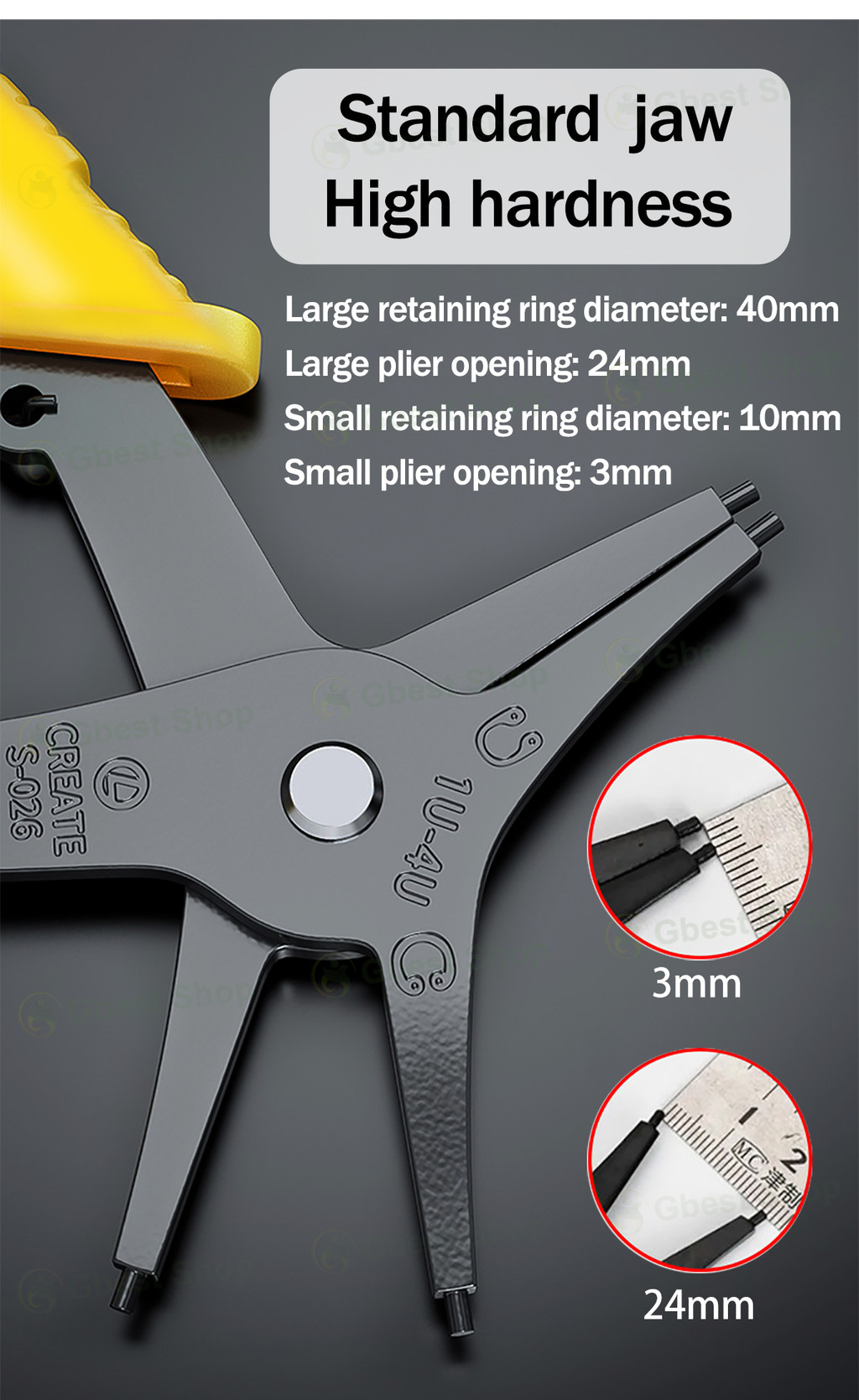 2-in-1 Pro Circlip Snap Ring Pliers 10-40mm Pemotong Cincin Retainer 2 ...