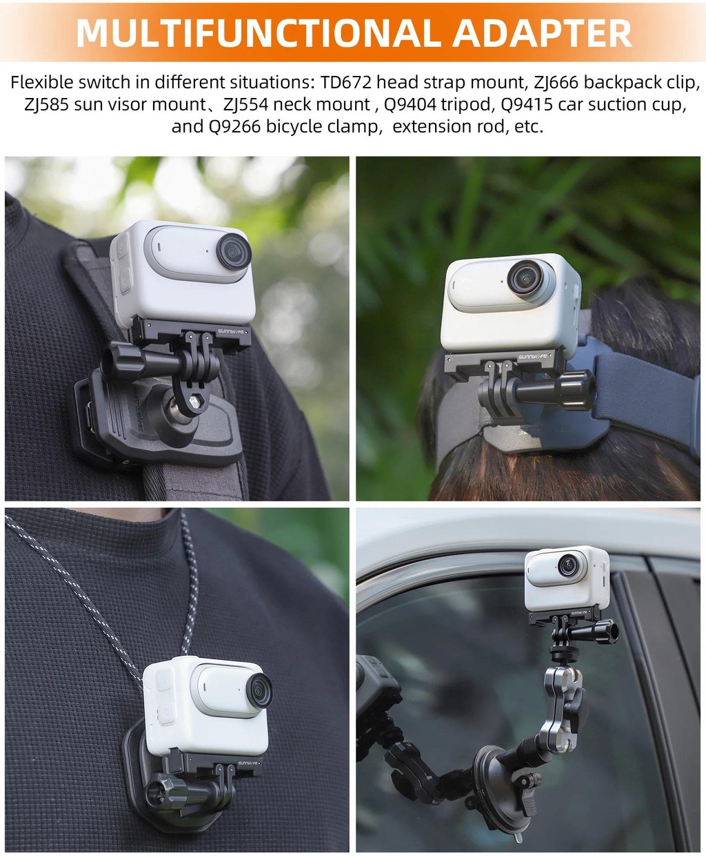 Sunnylife GO 3S Magnetic Quick Release Mount Action Camera Selfie Stick ...