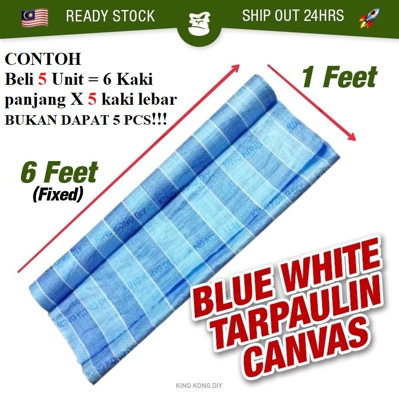 [SELL BY FT] 6 FT Height BLUE WHITE Tarpaulin Canvas / Kanvas Plastik ...