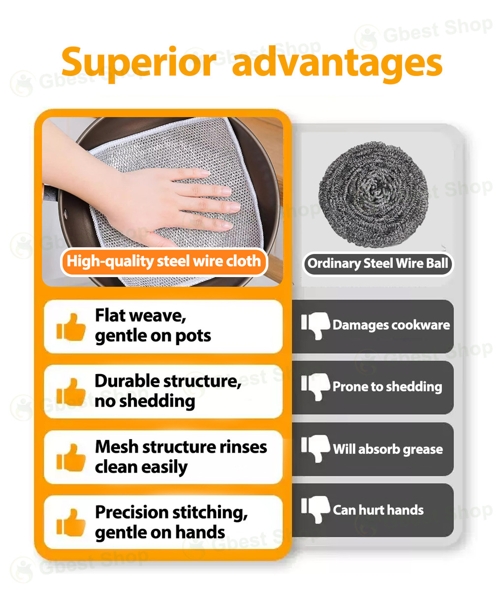 Wire Cleaning Cloth Steel Wire Dish Cloth Pan Rag Rust Kitchen ...