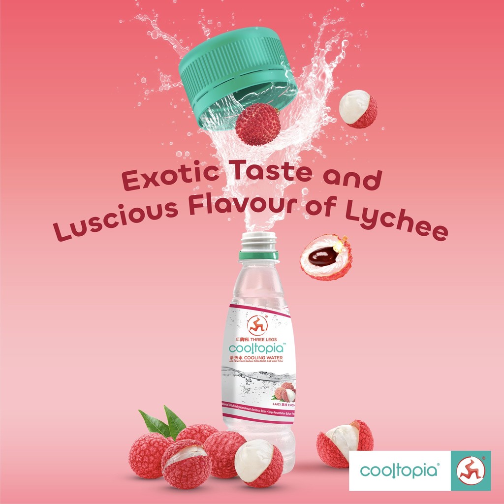 Three Legs Cooltopia Lychee Cooling Water (320ml) [Air Penyejuk Badan ...