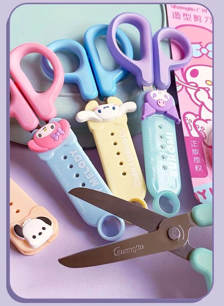 Sanrio Child Safety Round Head Scissors Kuromi Cinnamon Dog Cartoon ...