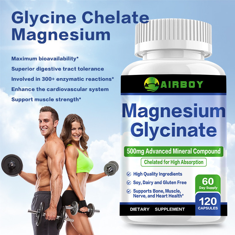 Airboy Magnesium Glycinate 500 mg | 70 mg Elemental Magnesium ...