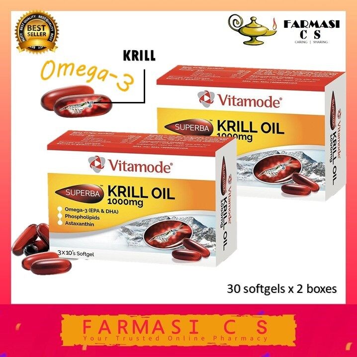 Vitamode Superba Krill Oil 1000mg 30 Softgels x 2 Boxes (TWIN) EXP:01/ ...