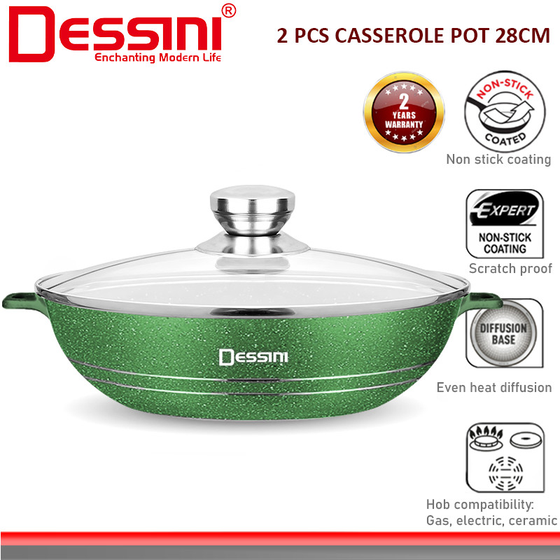 DESSINI ITALY GLSP-28 Granite Die Cast Aluminium Non Stick Casserole ...