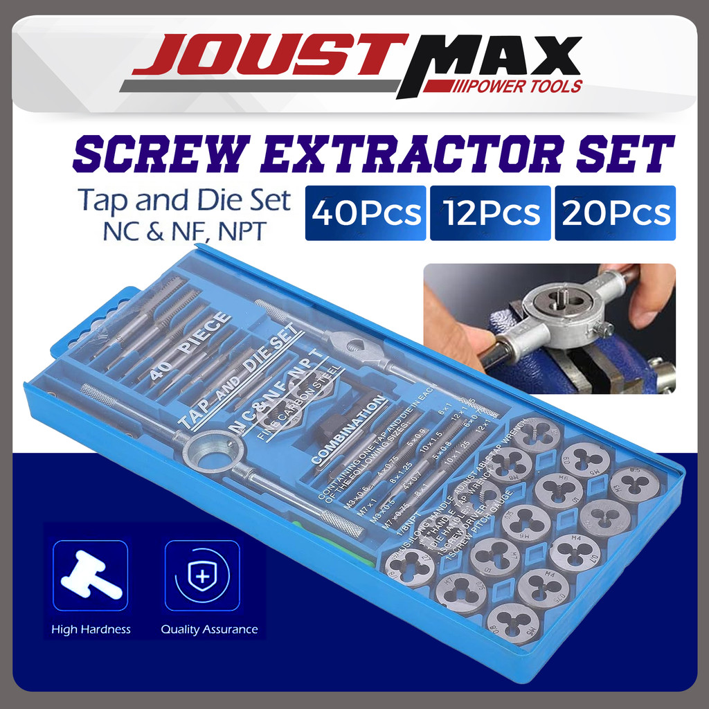 12PCS 20PCS 40PCS M3-M12 Thread Hand Tap Wrench And Die Pro Set Screw ...