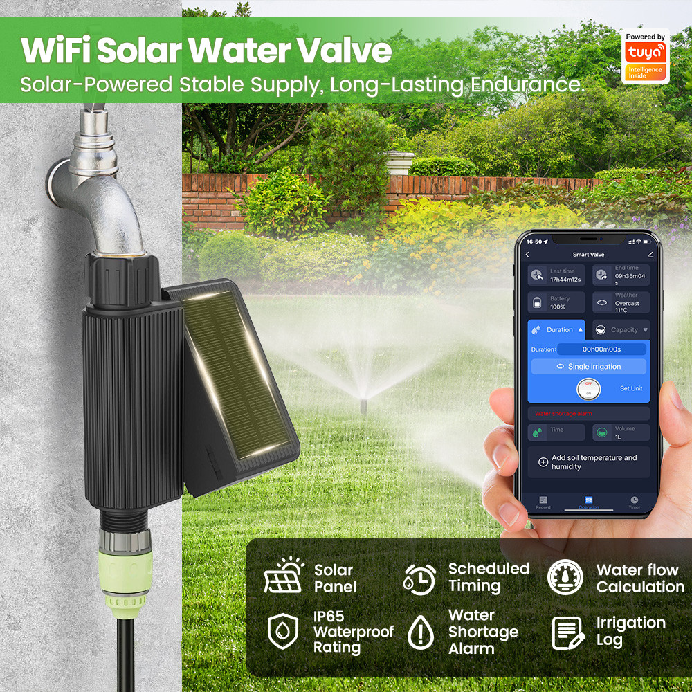 SMATRUL Tuya Solar Smart WiFi Bluetooth Water Timer 2.4G Hose Faucet Timer with App Control No ...