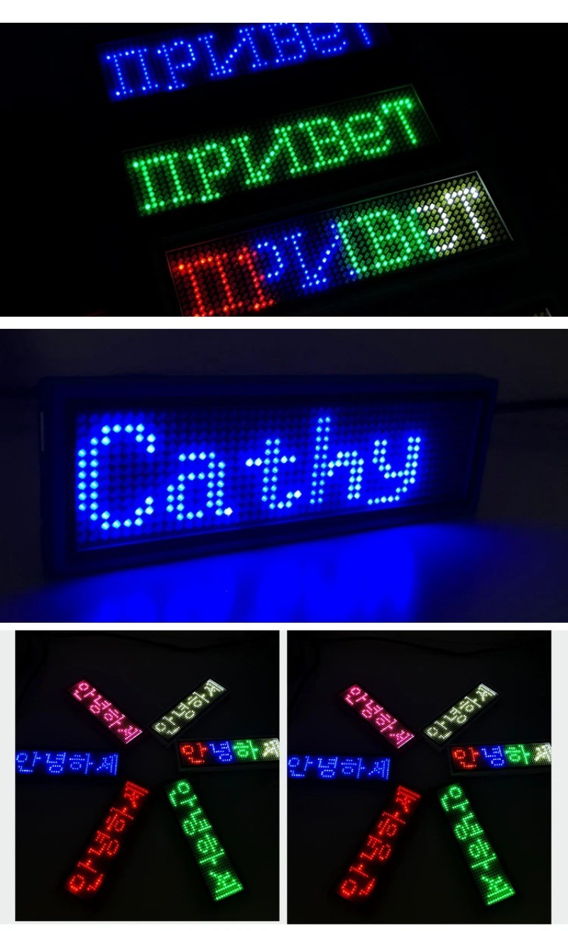LED Name Badge Magnetic LED Name Plate Scrolling DIY Message Pattern ...