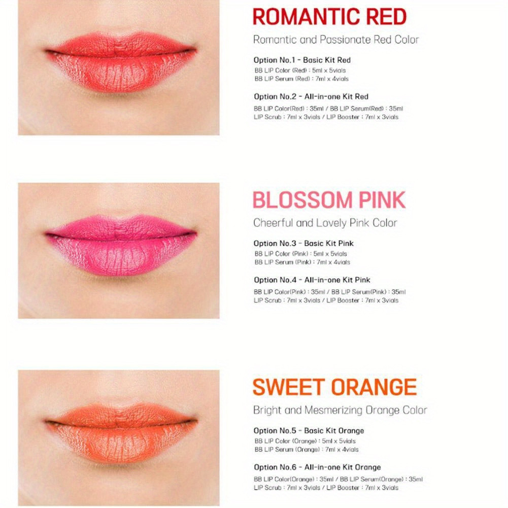 5 Vials 8ml Lips Glow Ampoule Serum Semi-permanent Lipstick BB Lips ...