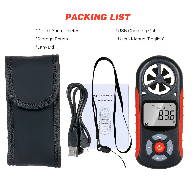 TL-303 Digital Anemometer Wind Speed Wind Chill Temperature Humidity ...