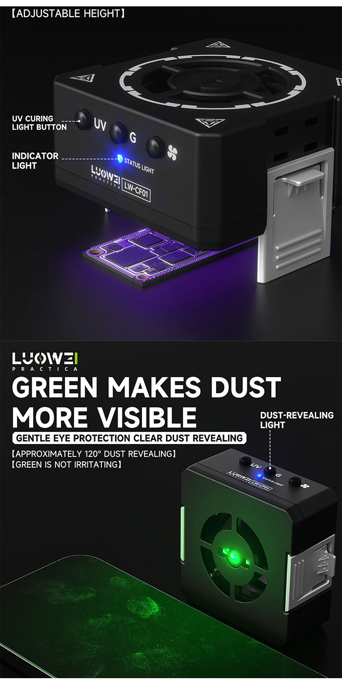 LUOWEI LW-CF01 4-in-1 Microscope Cooler/Smoke Exhaust Fan/UV Curing Lamp with Dust Lamp Beads ...